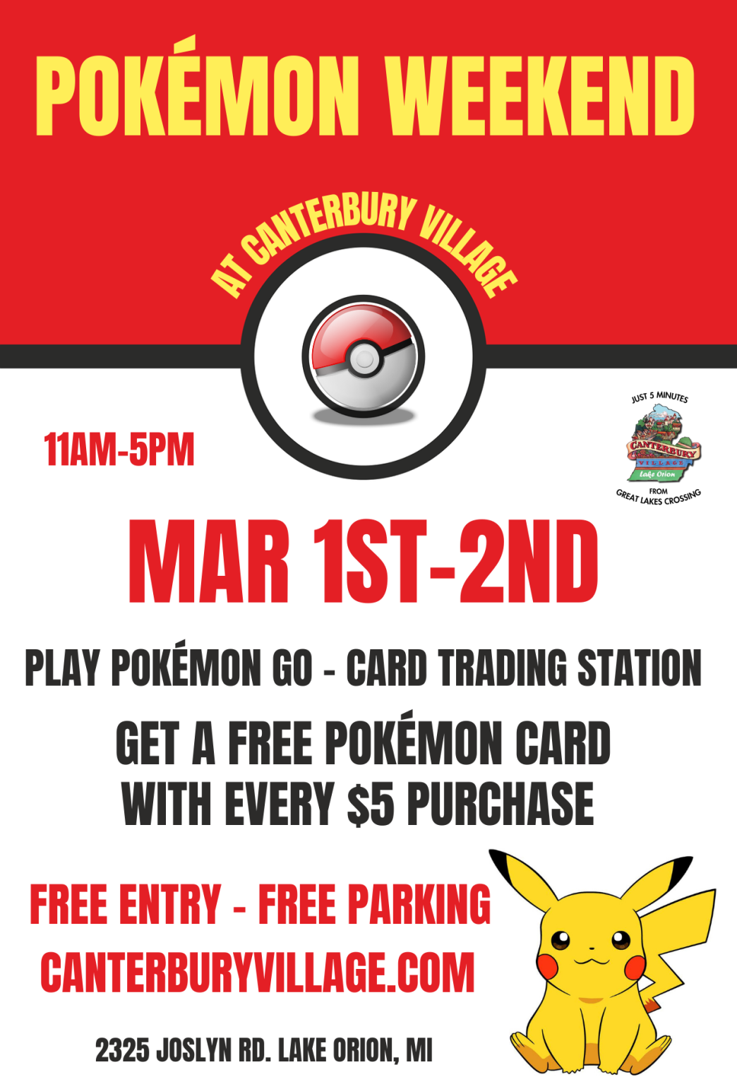 Pokémon Weekend – Canterbury Village – Lake Orion