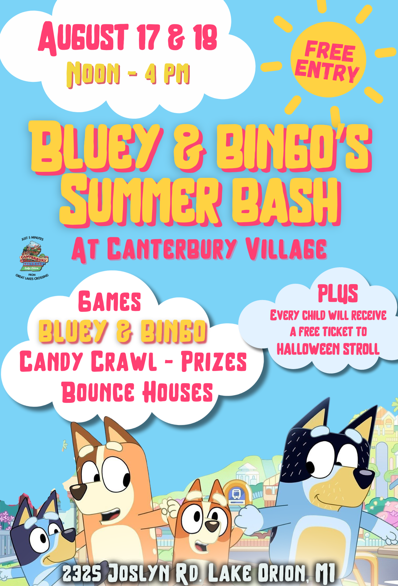 Bluey & Bingo’s Summer Bash – Canterbury Village – Lake Orion