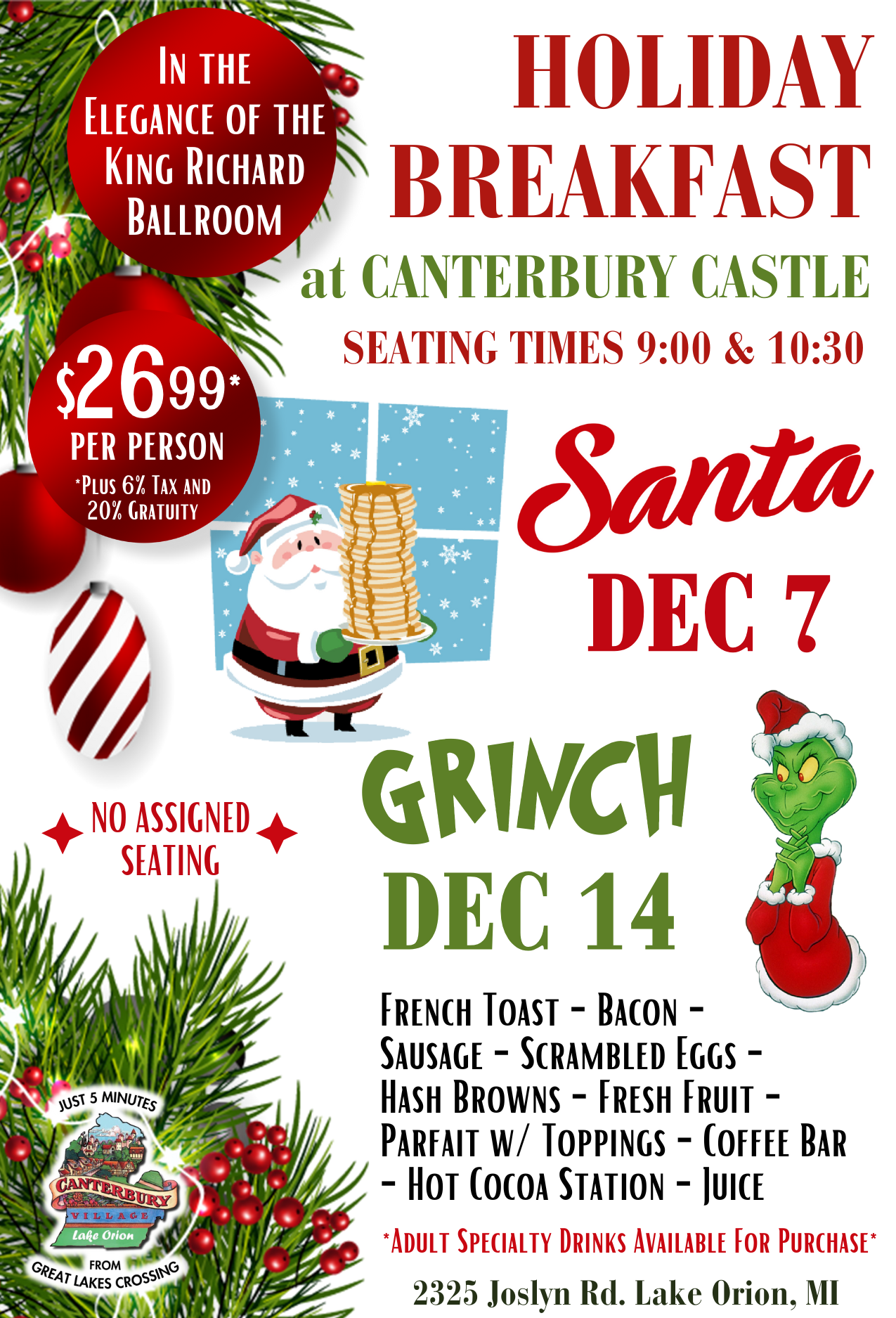 Breakfast With Santa – Canterbury Village – Lake Orion