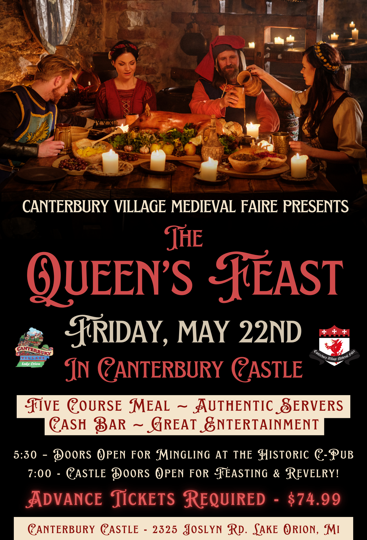 Medieval Faire: The Queen’s Feast – Canterbury Village – Lake Orion